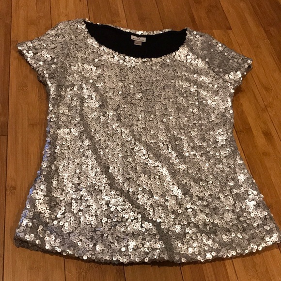 Worthington | Tops | Silver Sequin Top | Poshmark